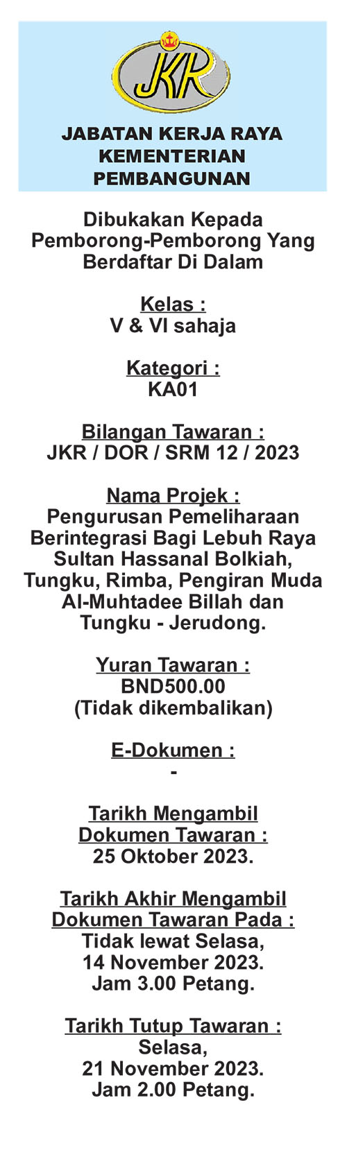 Iklan-Iklan - IKLAN TAWARAN DALAM KEMENTERIAN PEMBANGUNAN...