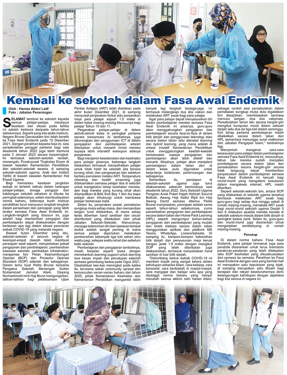 Rencana - Kembali ke sekolah dalam Fasa Awal Endemik...