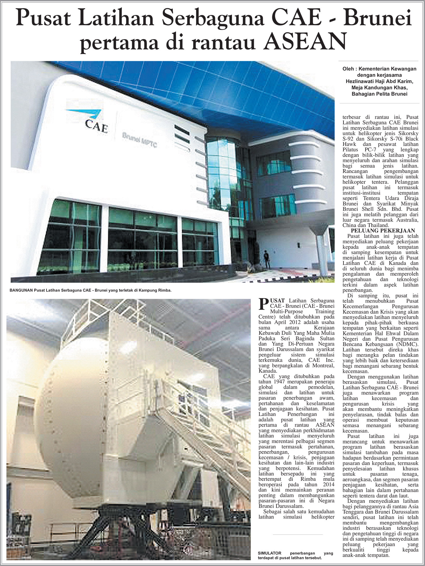 Rencana - Pusat Latihan Serbaguna CAE - Brunei pertama...